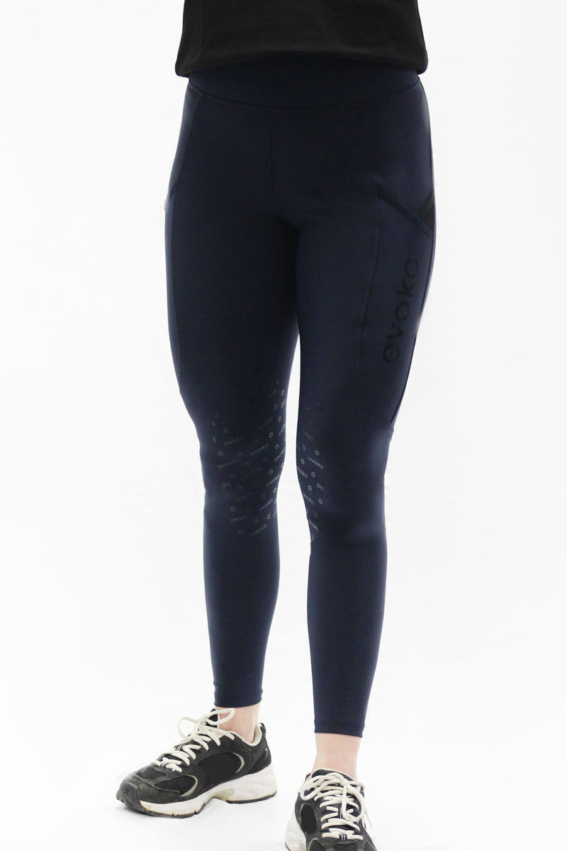 evoke Performance Riding Leggings - Knee Grip - Navy – Evoke Country & Equestrian