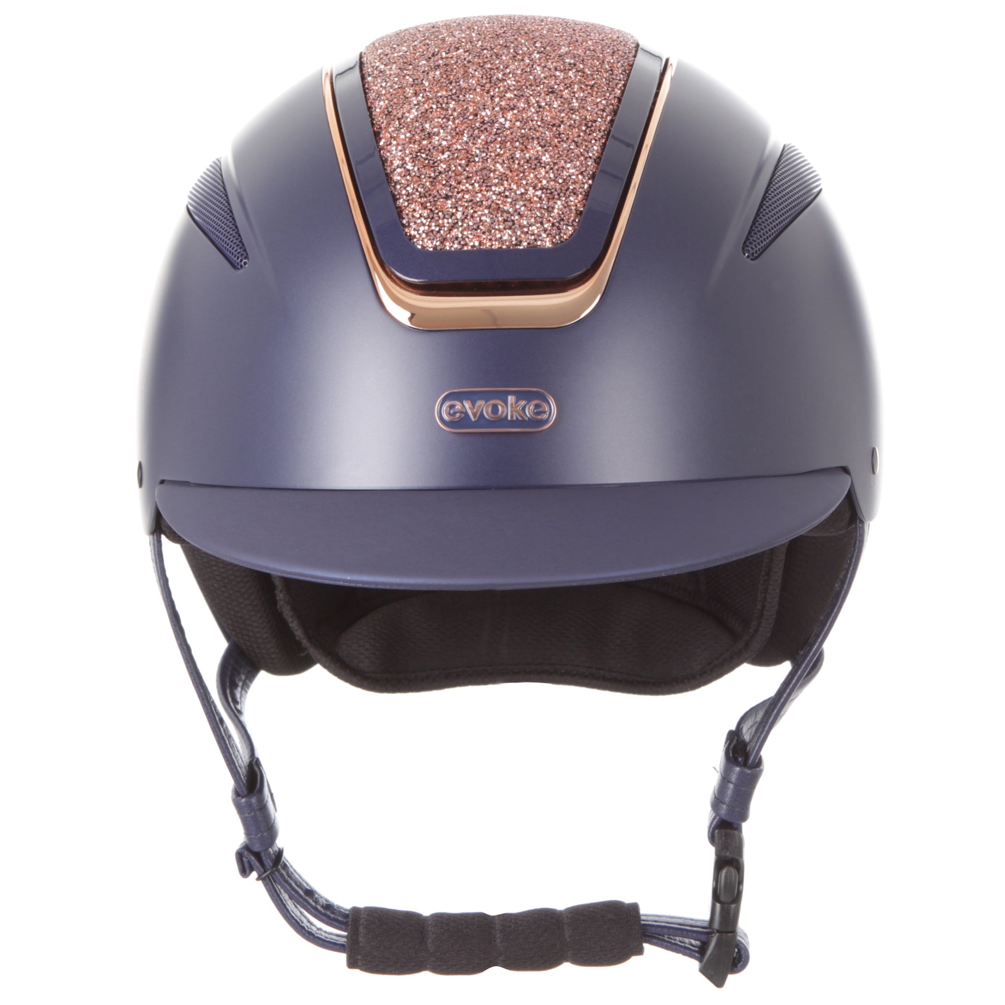 Callisto Classic Peak Helmet In Navy Rose Gold Crystal – Evoke Country ...