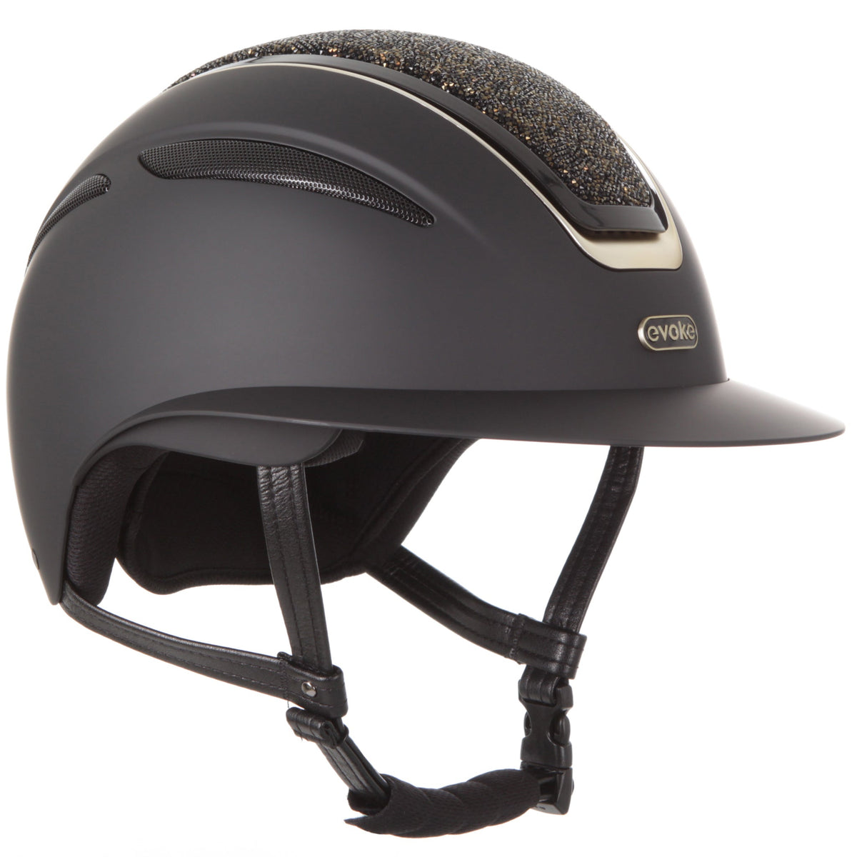 Callisto Wide Peak Helmet In Black Gold Crystal – Evoke Country ...