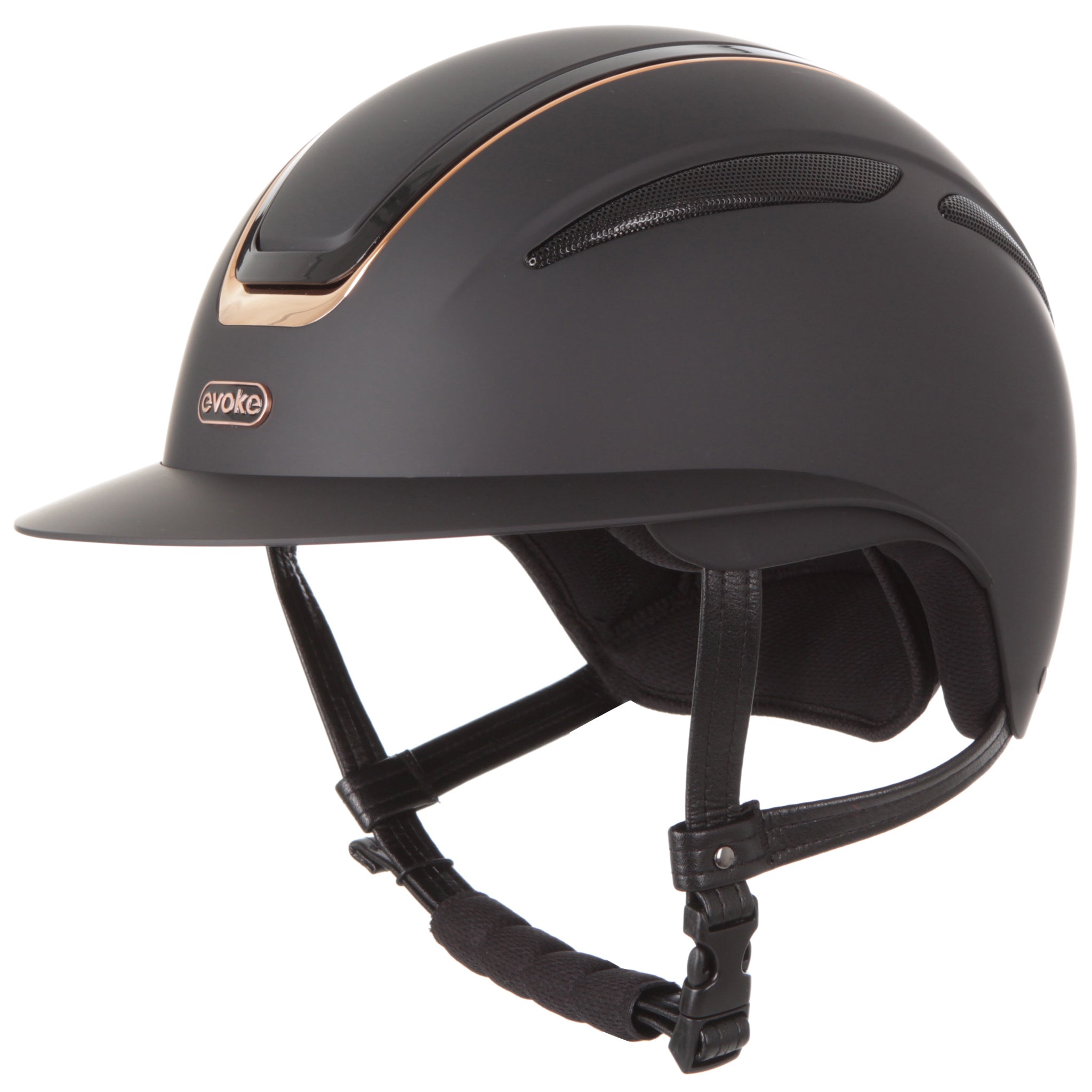 Callisto Wide Peak Helmet In Black Rose Gold – Evoke Country & Equestrian