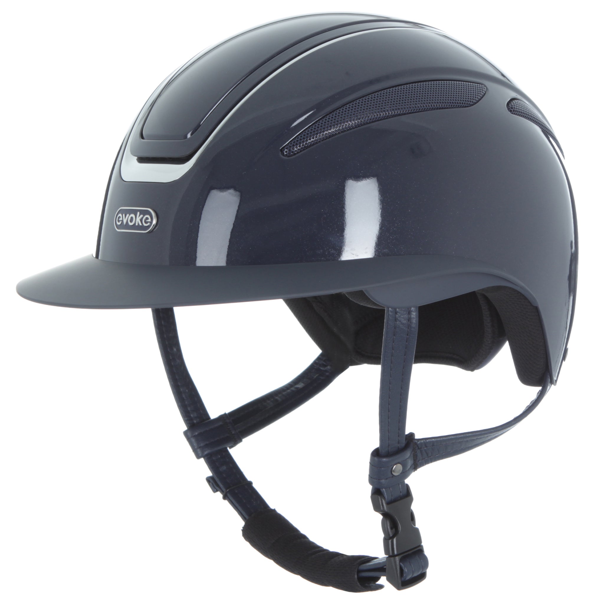 Callisto Wide Peak Helmet In Navy Metallic Chrome – Evoke Country ...